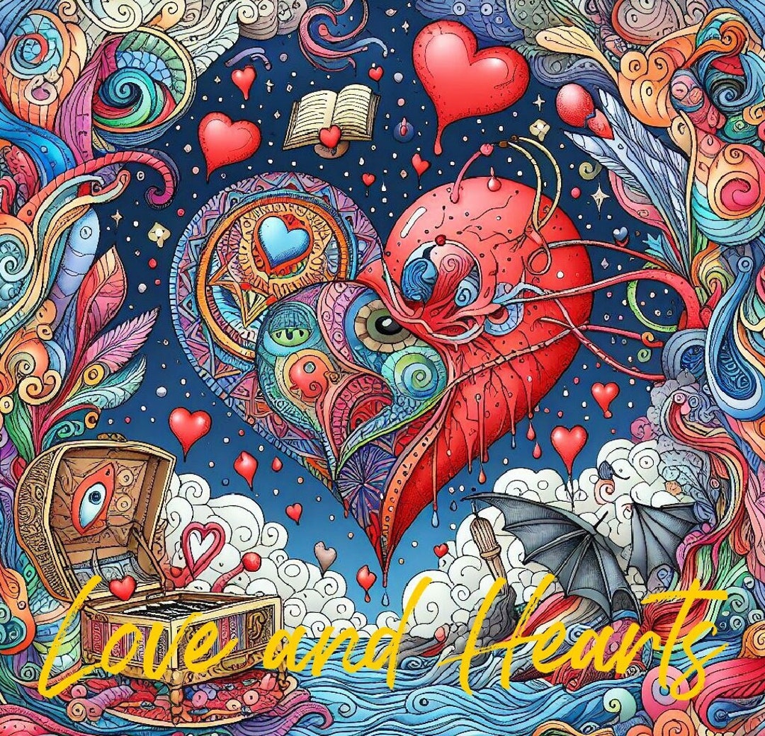 Love and Hearts, Valentine's Day Inspired Coloring Book. 20 Unique ...