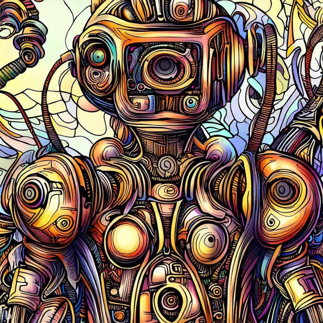 Surreal Robot Adult Coloring Book-21 Pages! - Etsy