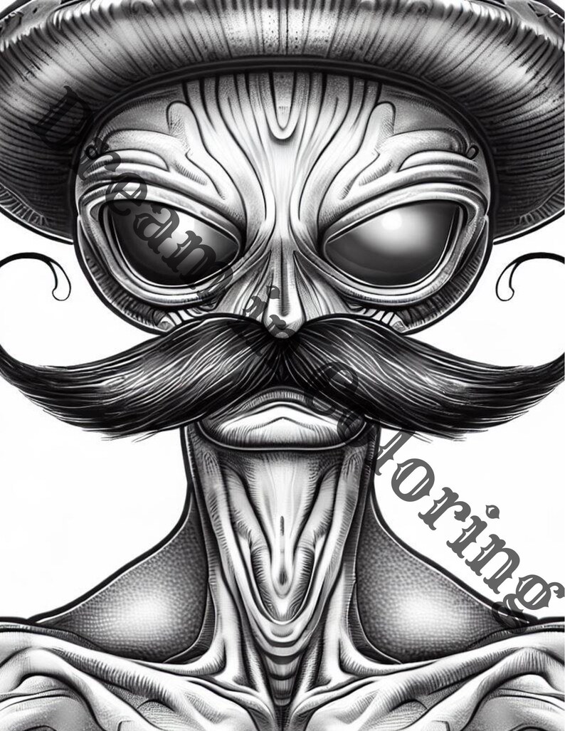 Aliens With Mustaches Coloring Book-20 Pages - Etsy