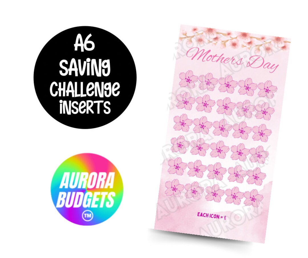 MOTHERS DAY Challenge Savings Tracker Insert // Zipped Cash Envelope ...