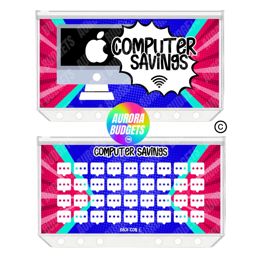 COMPUTER Savings Tracker and Dashboard Inserts With Zipped Wallet for ...