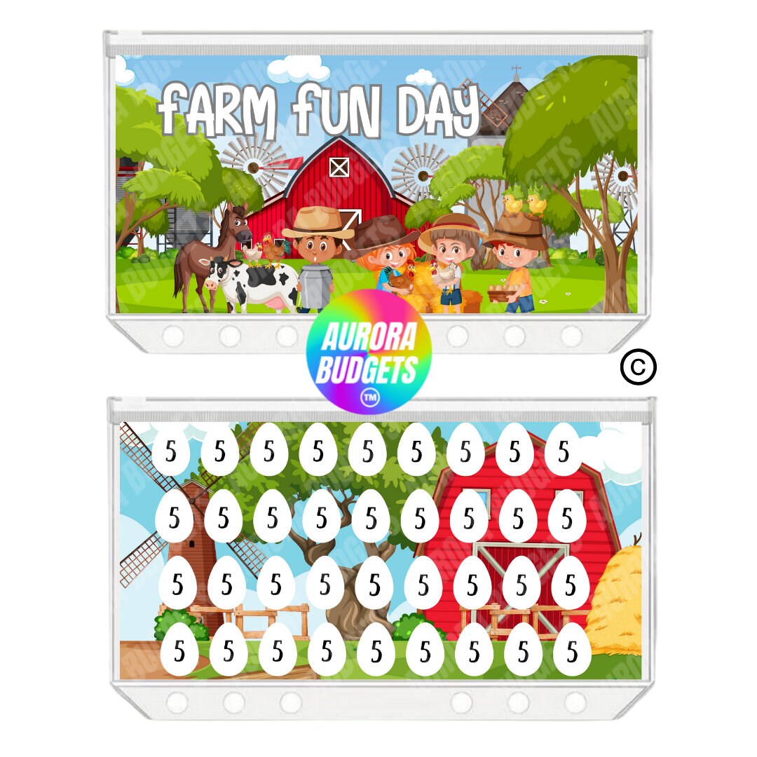 FARM FUN DAY Savings Tracker and Dashboard Inserts With Zipped Wallet ...