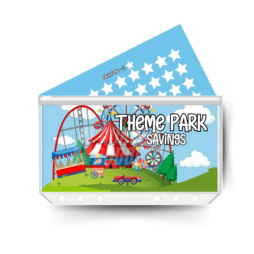 THEME PARK Laminated Display Inserts, Savings Tracker and Zipped Cash ...