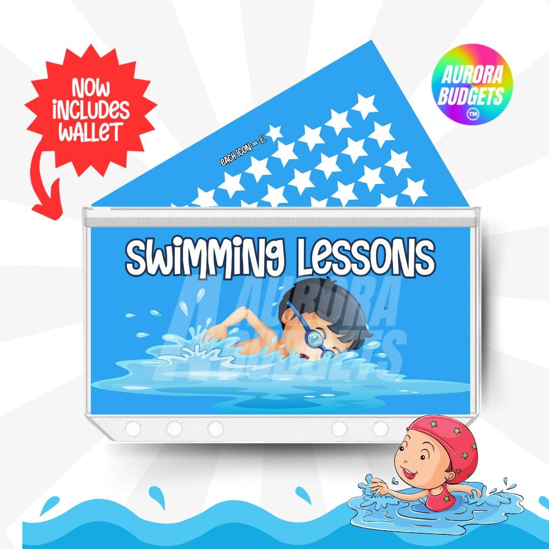 SWIMMING LESSONS Laminated Display Insert, Savings Tracker and Zipped ...