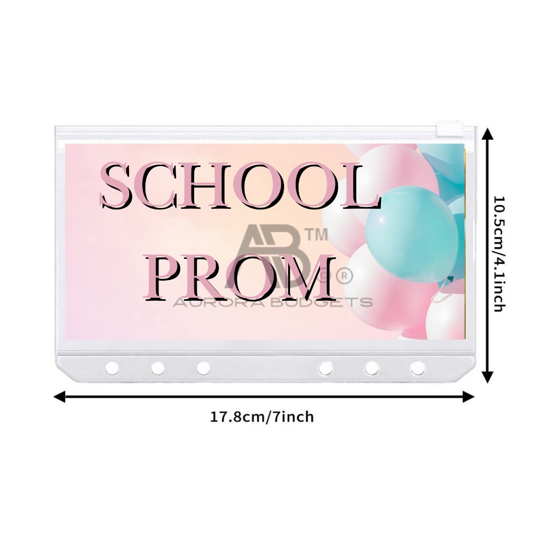 SCHOOL PROM Dashboard and Savings Tracker Inserts for A6 Zipped Pocket ...
