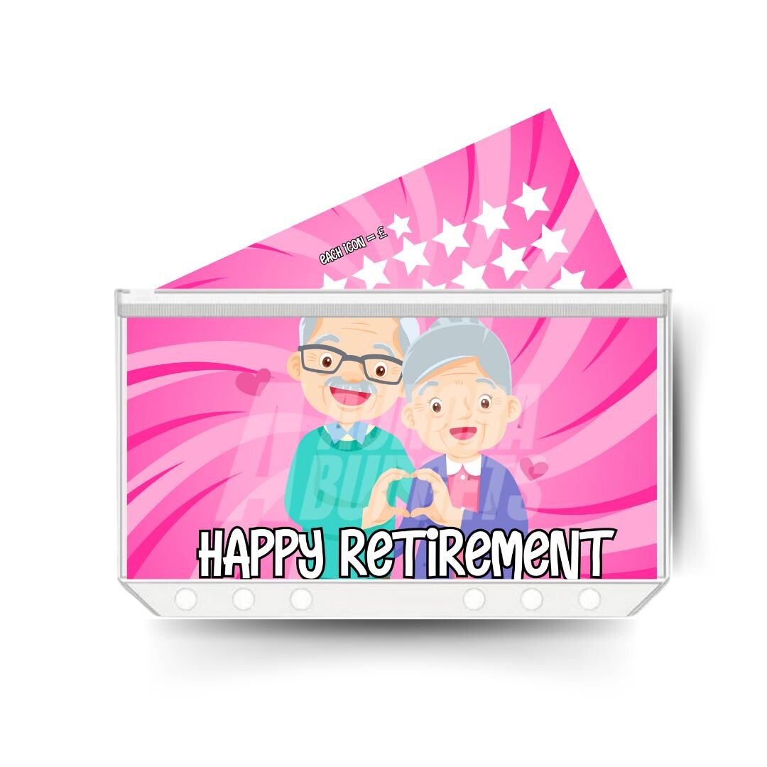 RETIREMENT Laminated Display Inserts, Savings Tracker and Zipped Cash ...
