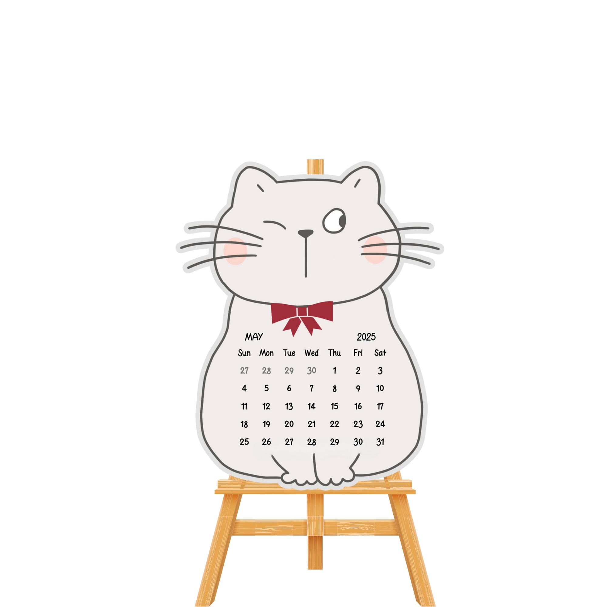 2025 Desk Calendar Printable Cat Calendar Gift for Cat Lovers Smart ...