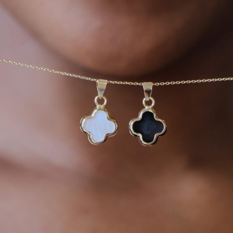 Clover Necklace Black 10 - Etsy