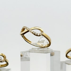 14k Solid Gold Infinity Ring With CZ, Gift for Her, Women, Statement ...