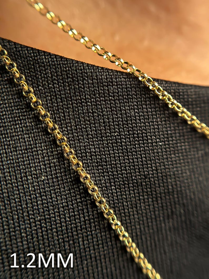 14k Solid Gold Rolo Chain Necklace 1mm 1.5mm 2mm 16" 18" 20" Yellow ...