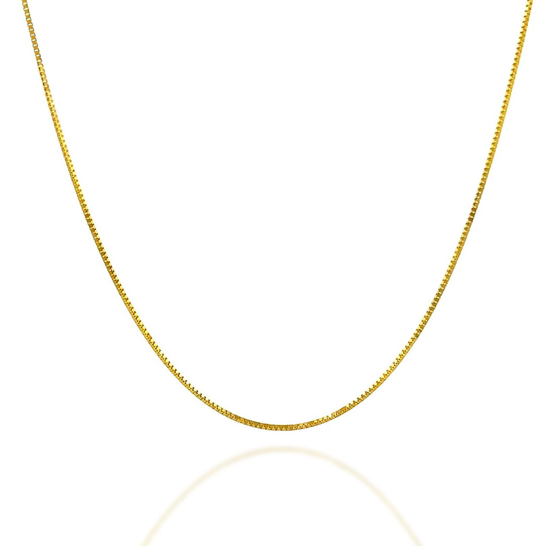 14k Gold Chain Pendant 0.5mm Box Solid Chain Adjustable 16 to 18 ...