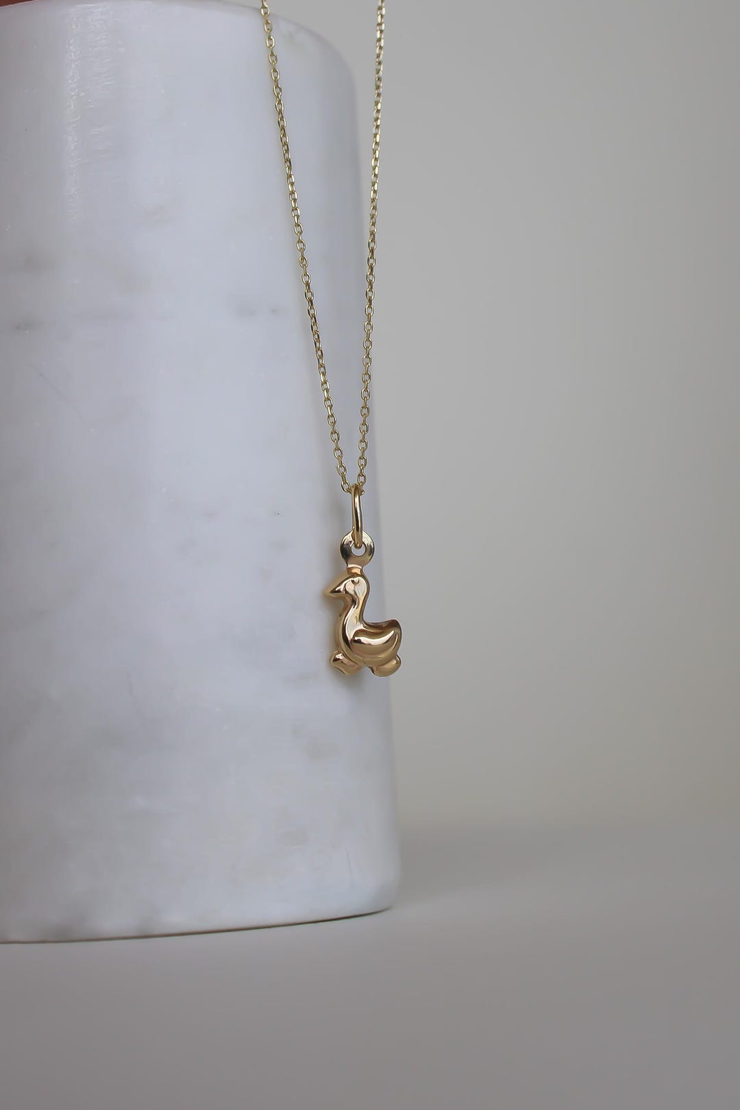 14k Solid Gold Mini Duck Pendant, Duck Necklace, Bird Charm, Bracelet ...