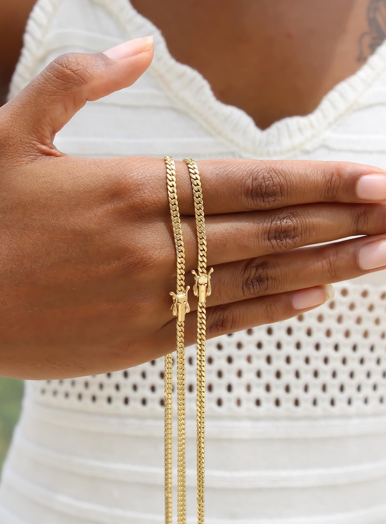 14k or 10k SOLID Gold Miami Cuban Curb Link 3mm Chain Necklace 16" 18 ...