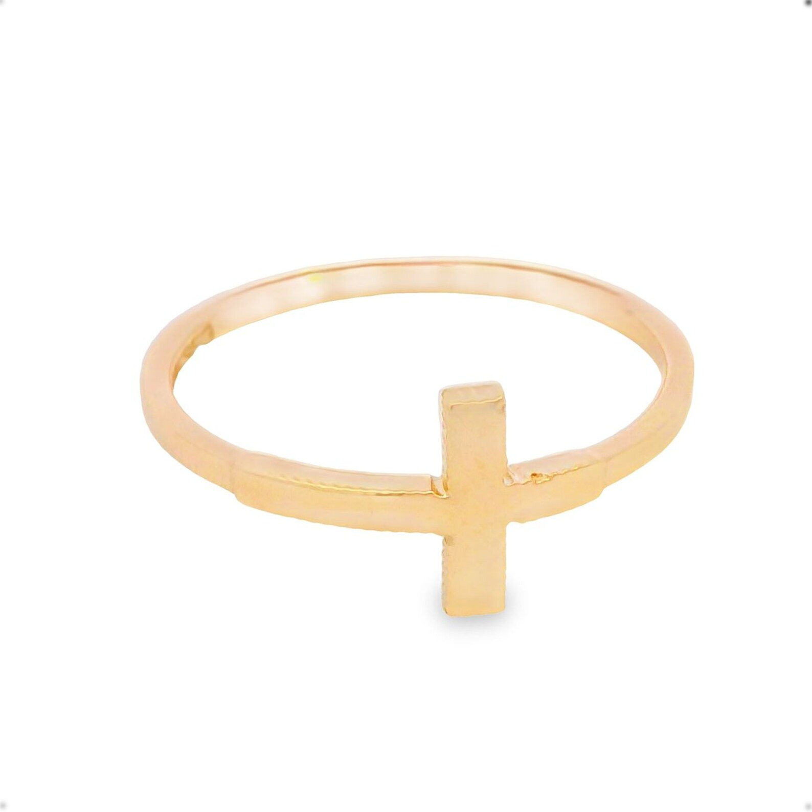 14k Solid Gold Cross Ring, High Polished, Religious Holy Ring, Gift for ...