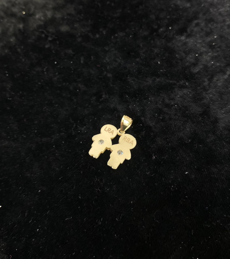 14k Solid Gold Boys Pendant, Siblings Necklace, Brothers, Children ...