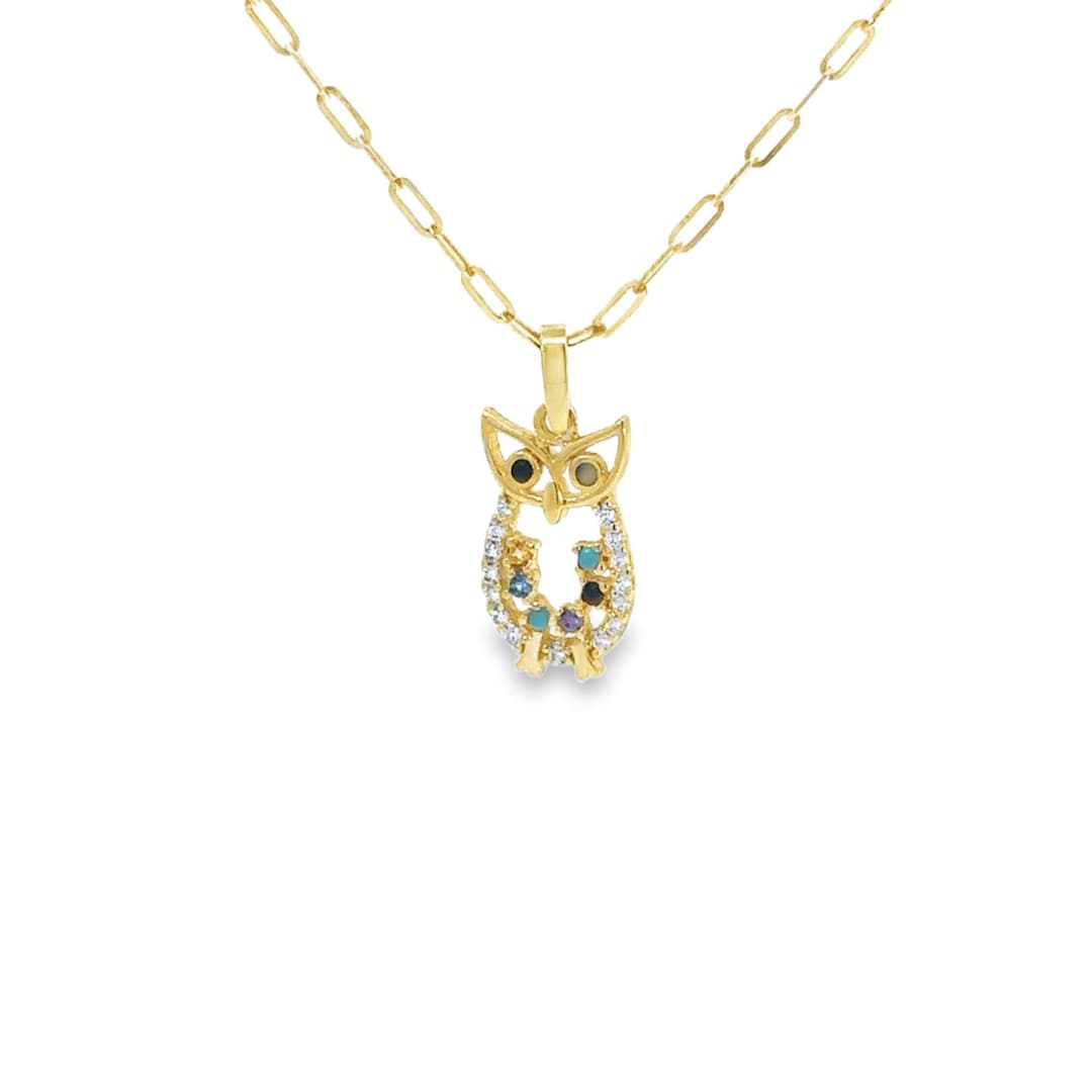 14k Solid Gold Owl Pendant - Bird Animal Charm - Gift for Her, Women - Etsy