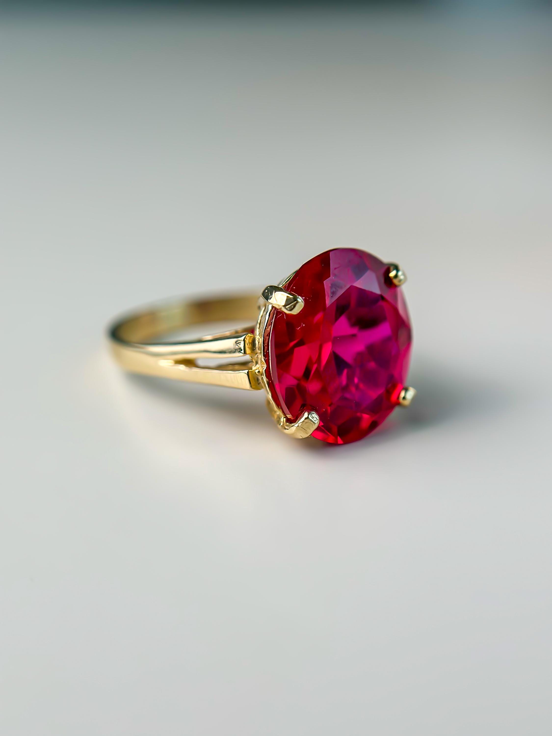14k Solid Gold Red Gemstone Gold Ring, Gift for Her, Women ...