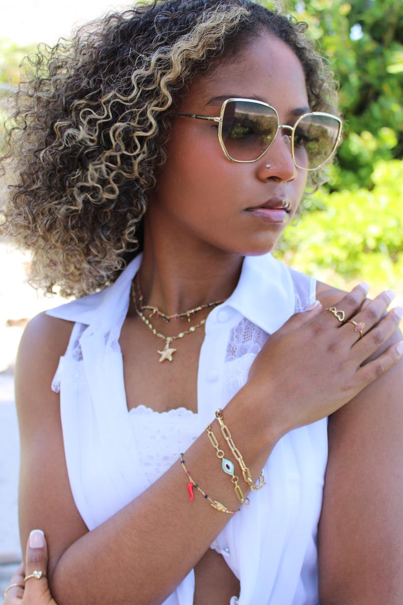 14k Solid Gold Italian Cornicello Bracelet, Mano Cornuto, Red Horn ...