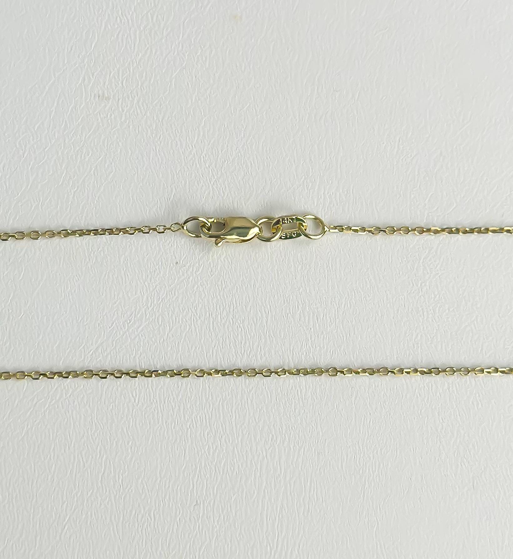 14k Solid Gold Cable Link Chain 1mm 16