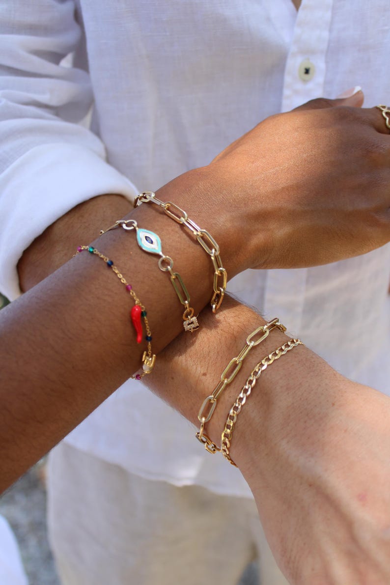 14k Solid Gold Italian Cornicello Bracelet, Mano Cornuto, Red Horn ...