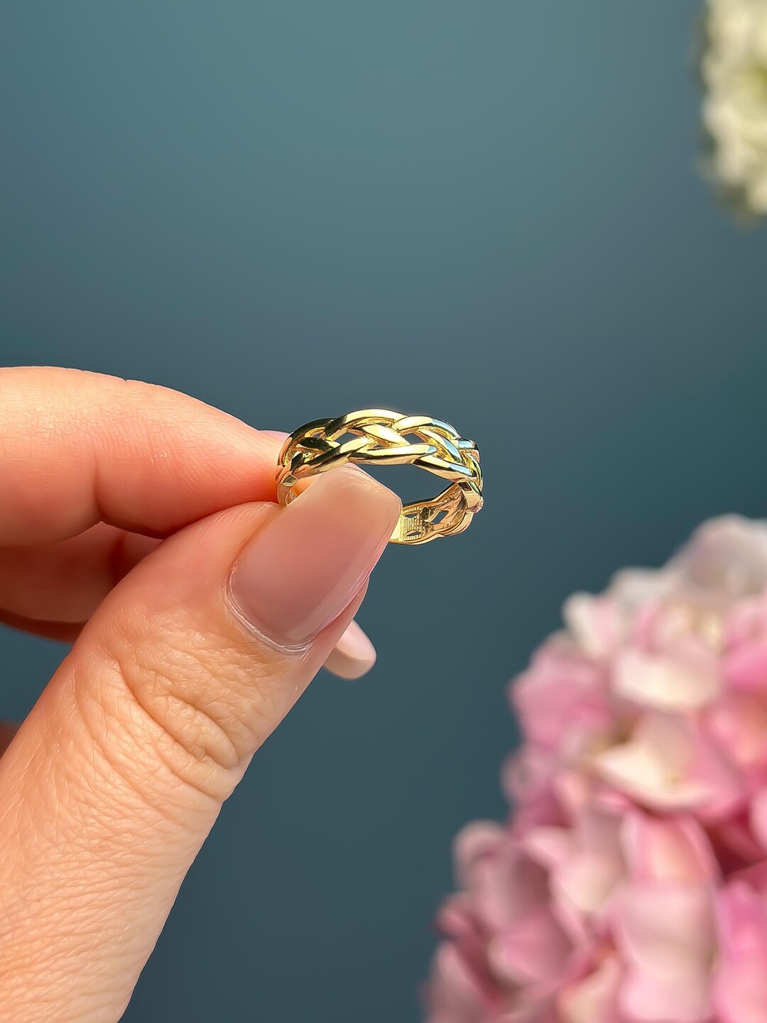 14k Solid Gold Celtic Knot Ring - Weaving Knot Ring - Infinite Knot - Gift for Her, Women ...