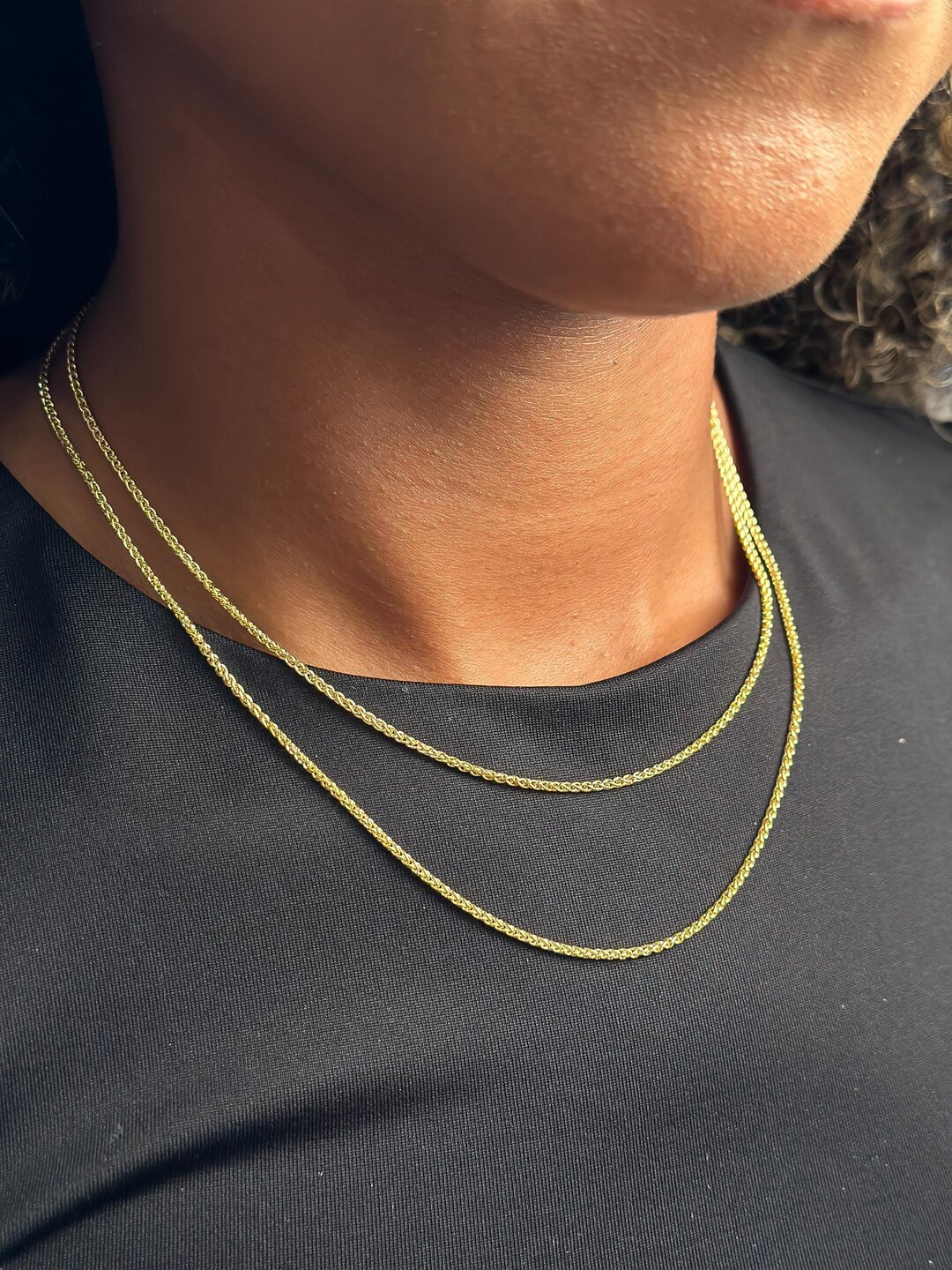 14k SOLID Gold Wheat, Spiga Chain 1.5mm 16" 18" 20" Gift for Men, Women ...