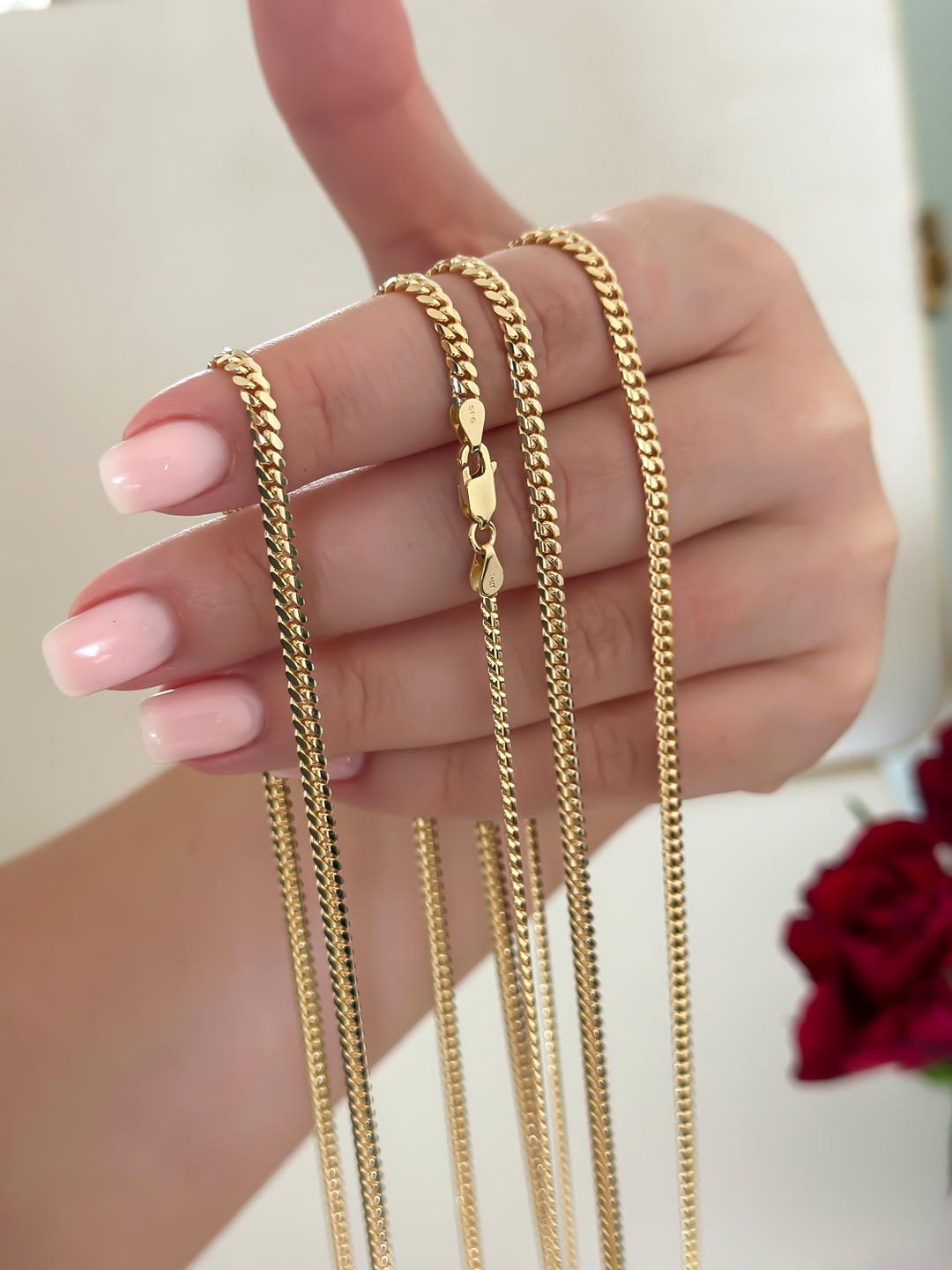 14k SOLID Gold Miami Cuban Curb Link 3.5mm Chain Thick Necklace 18" 20 ...