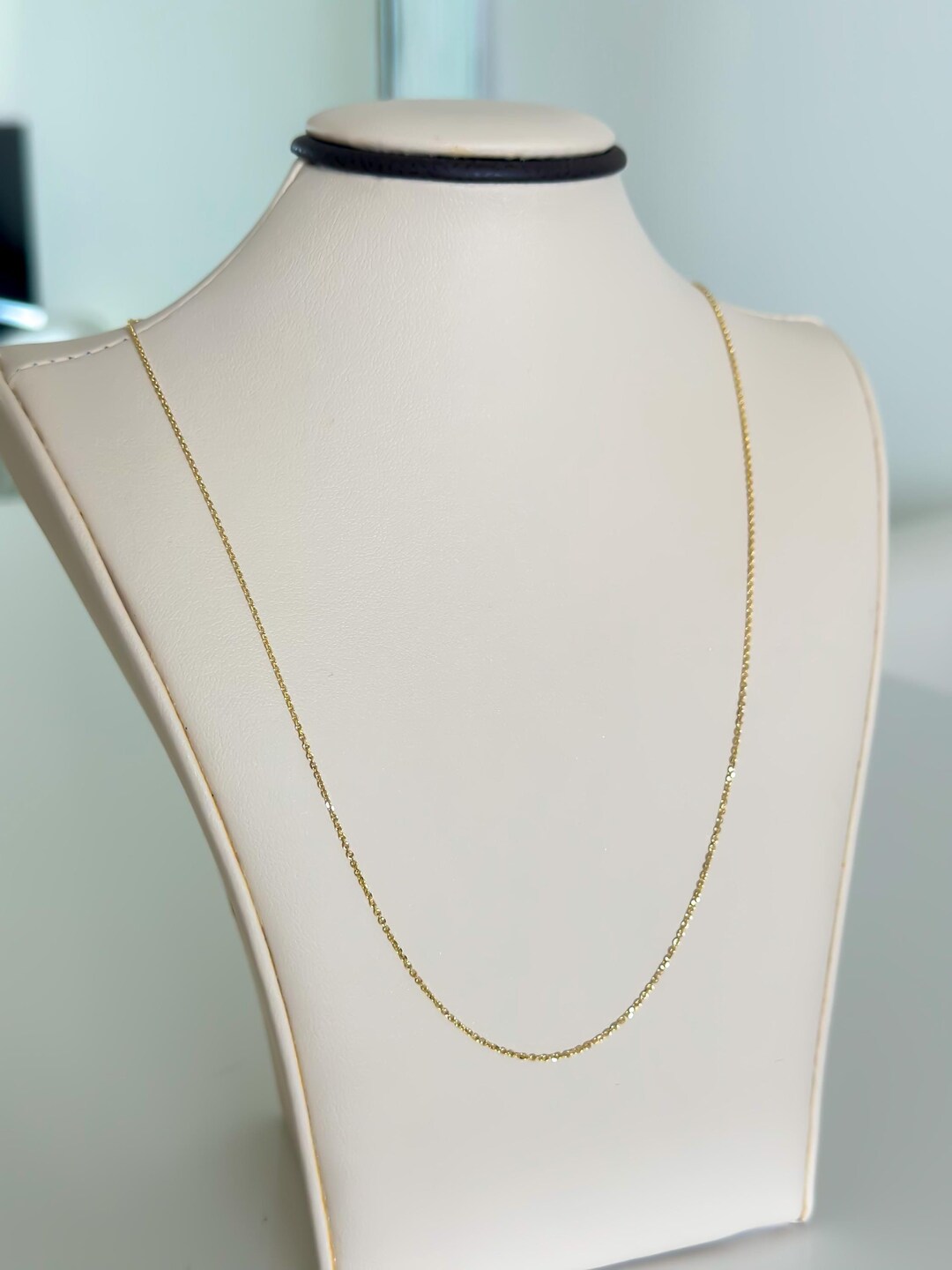 14k Solid Gold Cable Link Chain 1mm, Boston Link, Adjustable 16", 17 ...