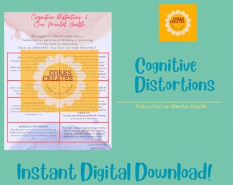 CBT: Cognitive Distortions Worksheet Editable / Fillable PDF - Etsy