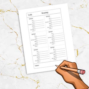 Blank Portuguese Verb Conjugation Chart | Printable | Instant Download - Etsy