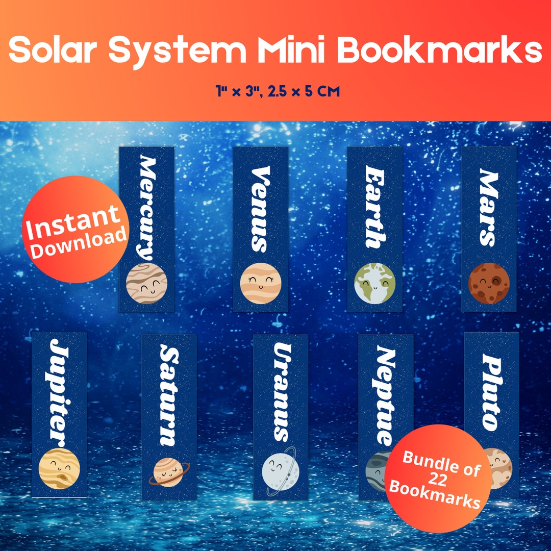 Planet and Solar System Themed Mini Bookmarks (1x3") - Etsy