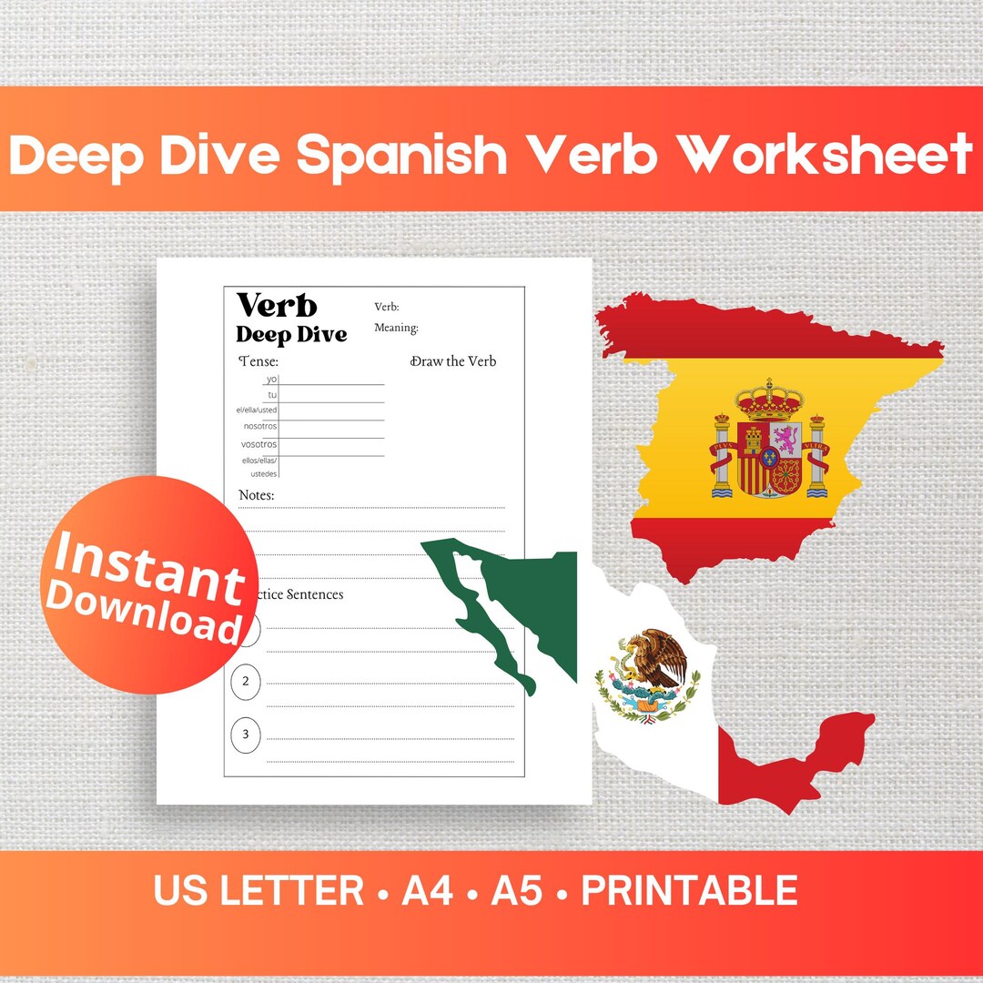 Spanish Verb Deep Dive Worksheet | Printable | Instant Download - Etsy