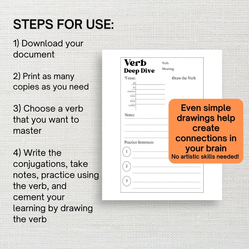 French Verb Deep Dive Worksheet | Printable | Instant Download - Etsy