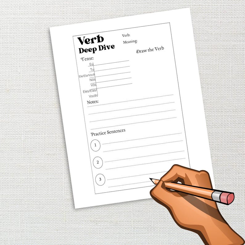 Portuguese Verb Deep Dive Worksheet | Printable | Instant Download - Etsy