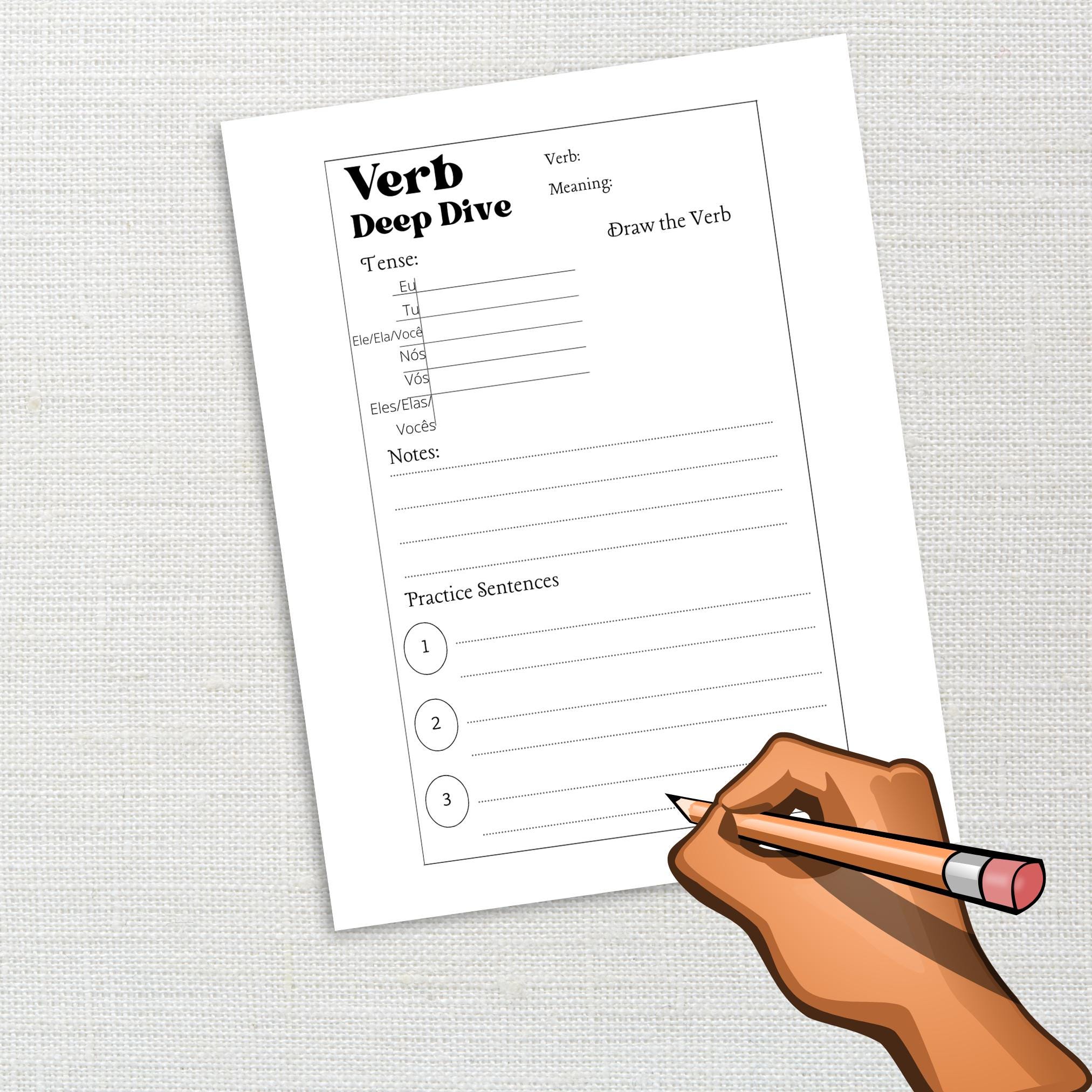 Portuguese Verb Deep Dive Worksheet | Printable | Instant Download - Etsy