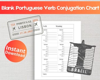 Blank French Verb Conjugation Chart | Printable | Instant Download - Etsy