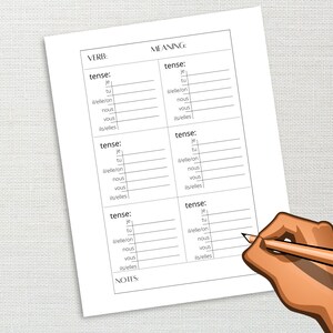 Blank French Verb Conjugation Chart Printable Instant Download - Etsy