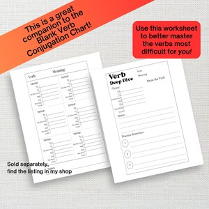 Portuguese Verb Deep Dive Worksheet | Printable | Instant Download - Etsy