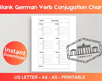 German Verb Conjugation Printable Worksheets Download Good Notes ...