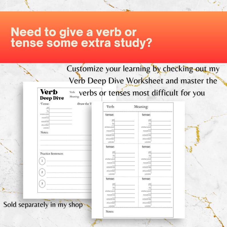 Blank Spanish Verb Conjugation Chart | Printable | Instant Download - Etsy