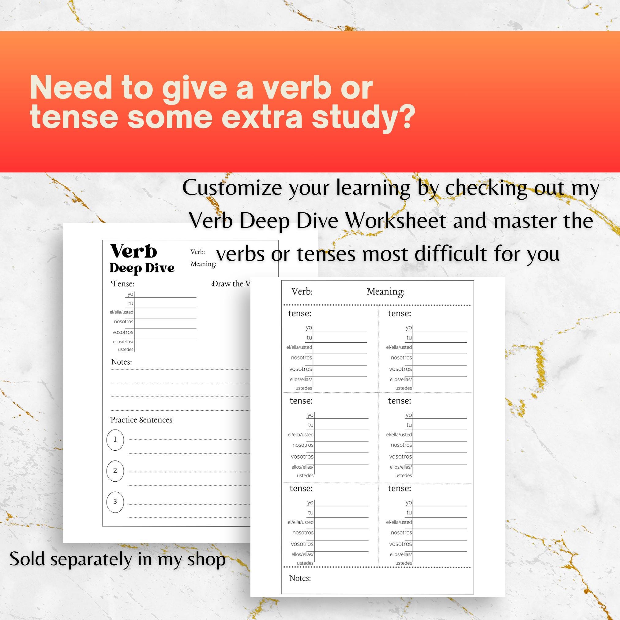 Blank Spanish Verb Conjugation Chart | Printable | Instant Download - Etsy