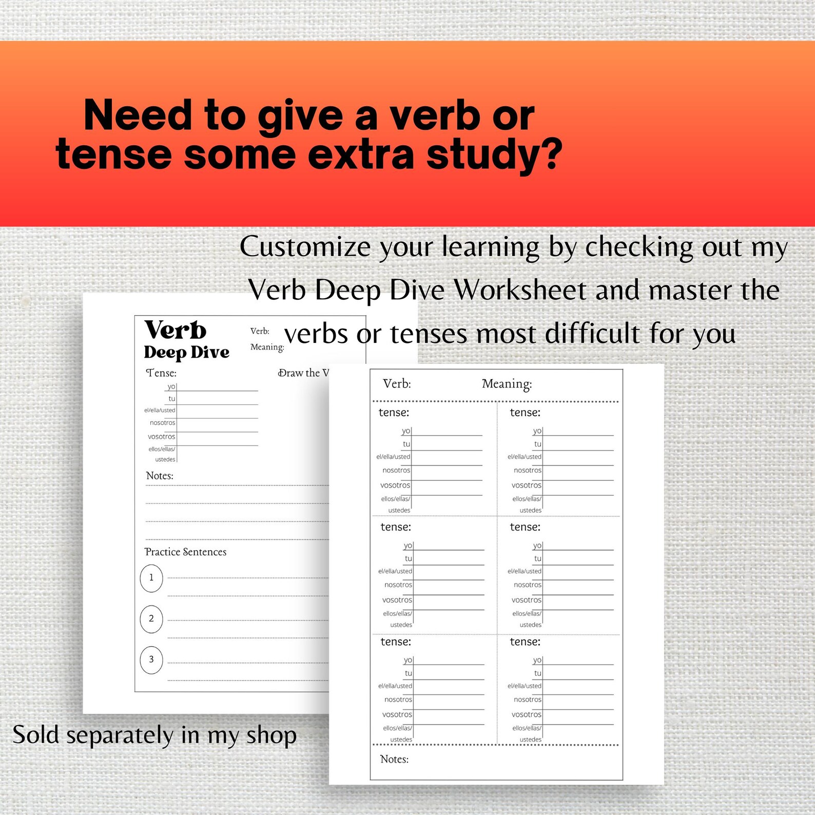 Blank Spanish Verb Conjugation Chart | Printable | Instant Download - Etsy