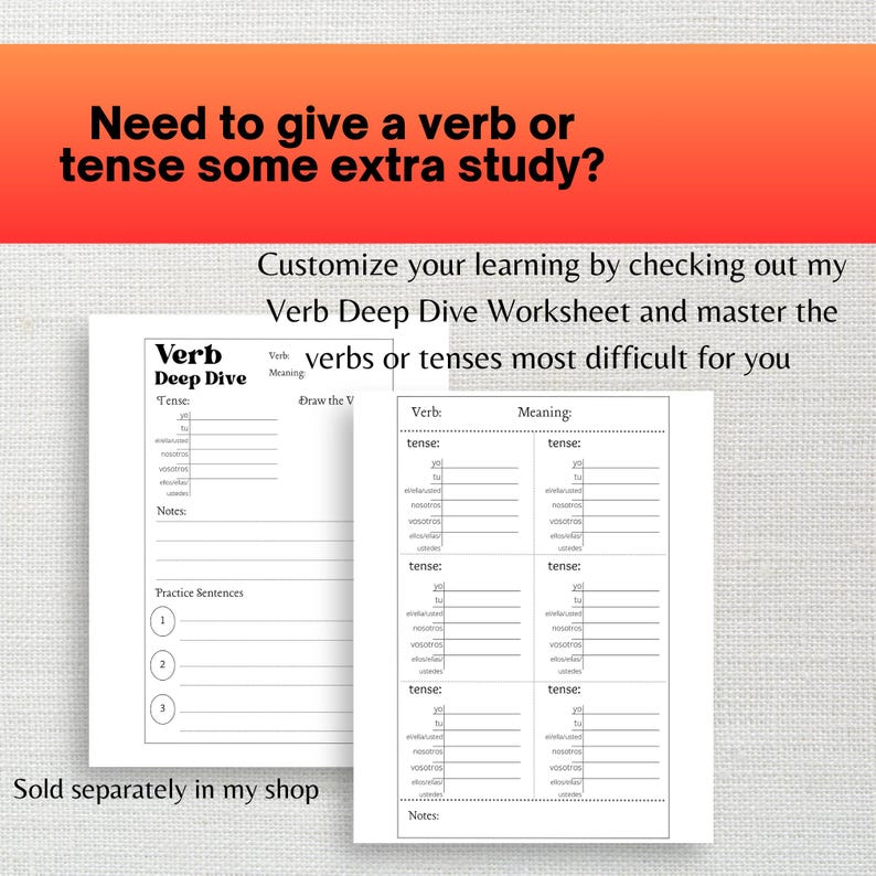 Blank Spanish Verb Conjugation Chart | Printable | Instant Download - Etsy