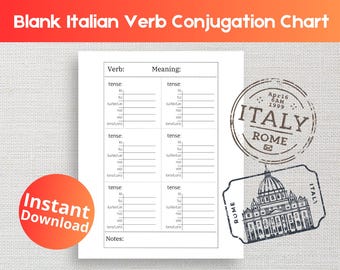 Blank French Verb Conjugation Chart | Printable | Instant Download - Etsy
