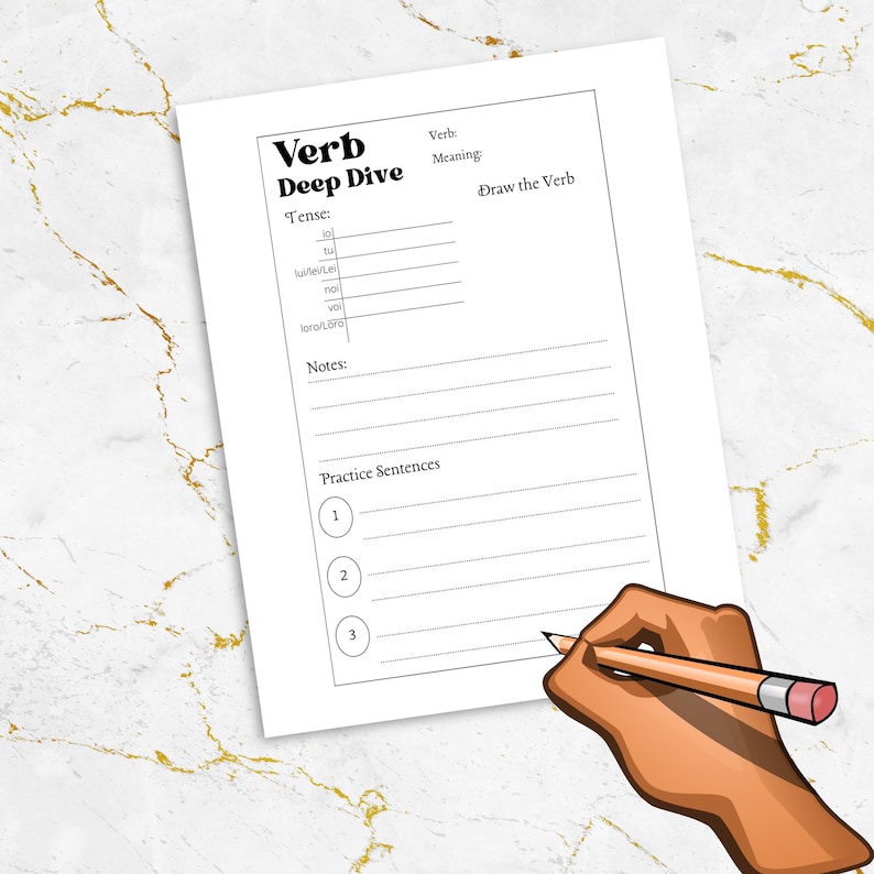 Italian Verb Deep Dive Worksheet | Printable | Instant Download - Etsy