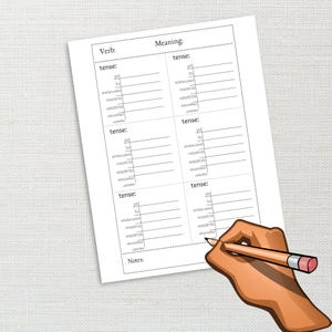 Blank Spanish Verb Conjugation Chart | Printable | Instant Download - Etsy