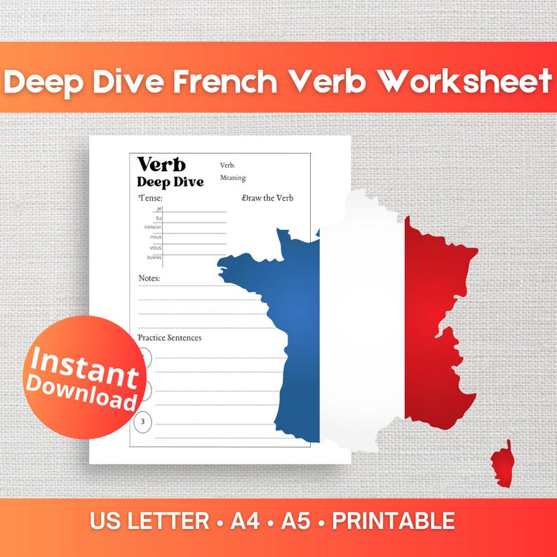 French Verb Deep Dive Worksheet | Printable | Instant Download - Etsy