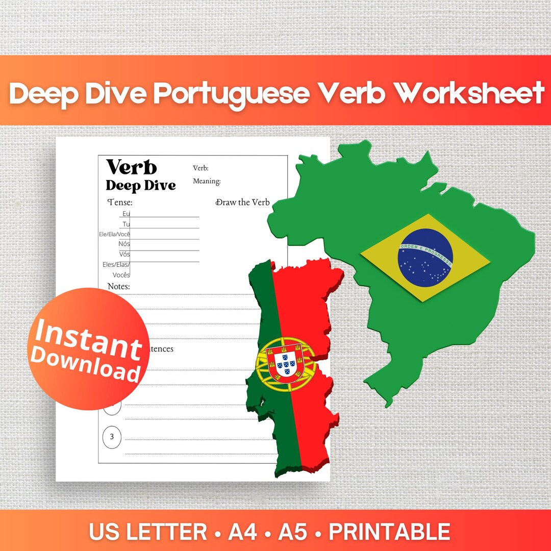 Portuguese Verb Deep Dive Worksheet | Printable | Instant Download - Etsy
