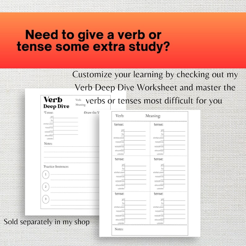 Blank Italian Verb Conjugation Chart | Printable | Instant Download - Etsy