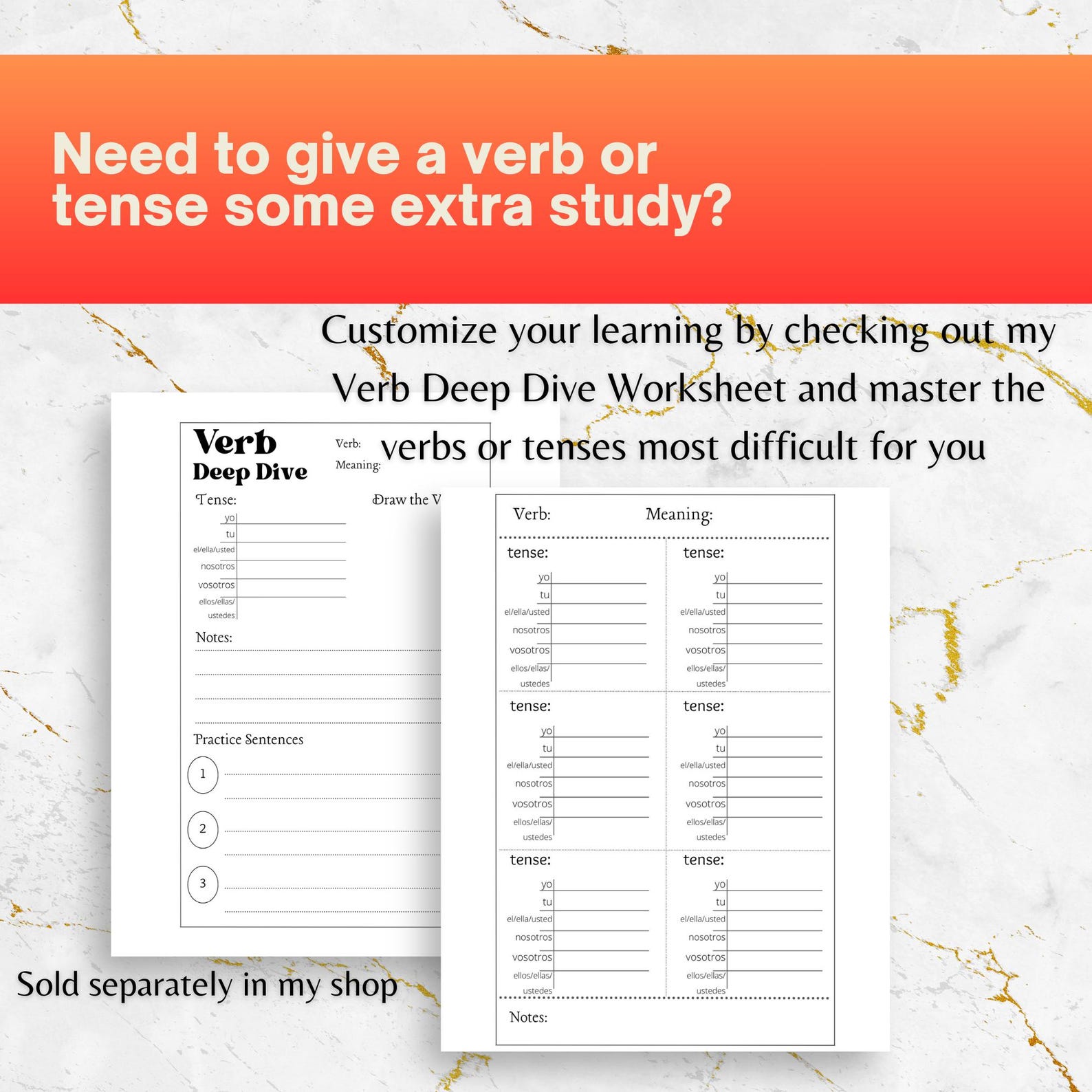 Blank Portuguese Verb Conjugation Chart | Printable | Instant Download - Etsy